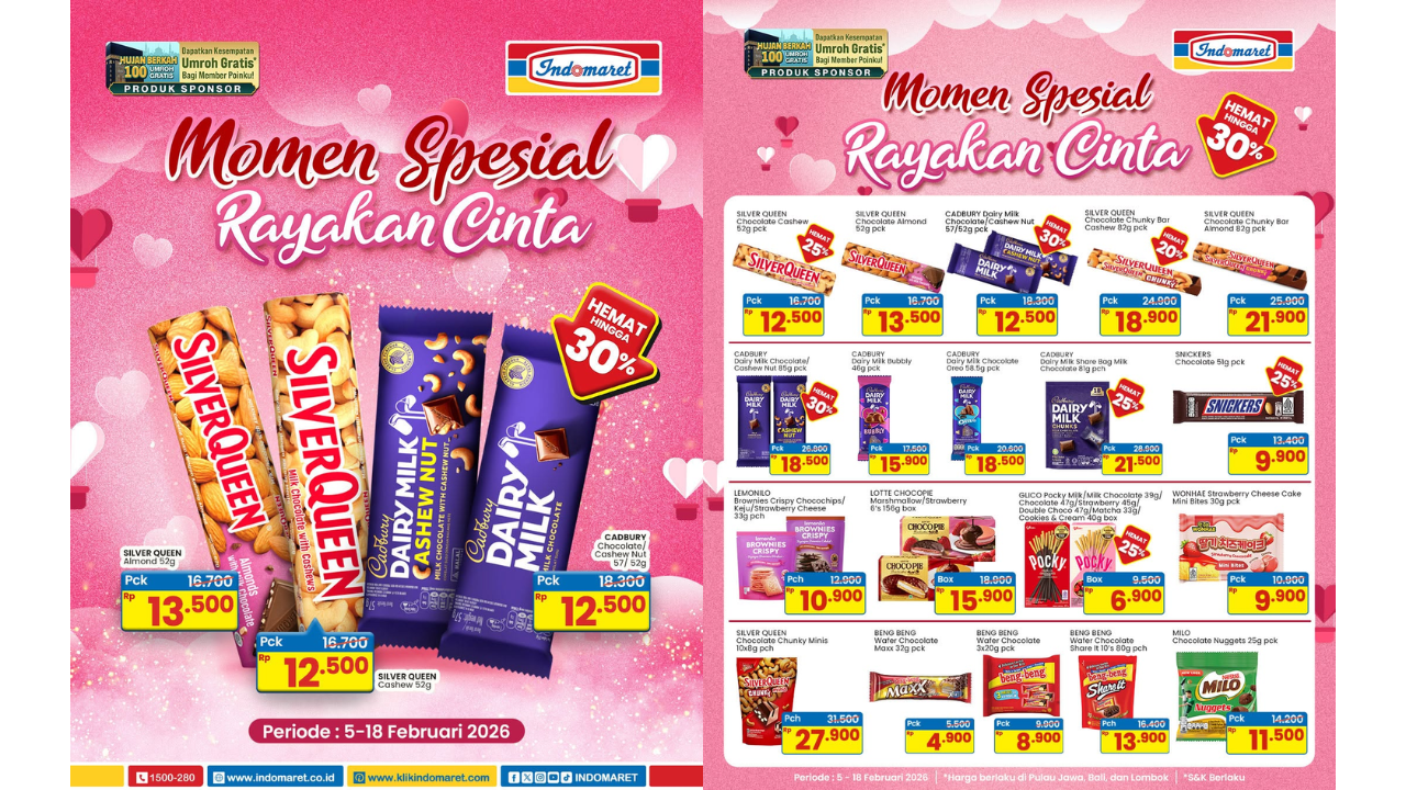Promo Indomaret Hari Ini 14 Februari 2026: Harga Cadbury Dairy Milk ...