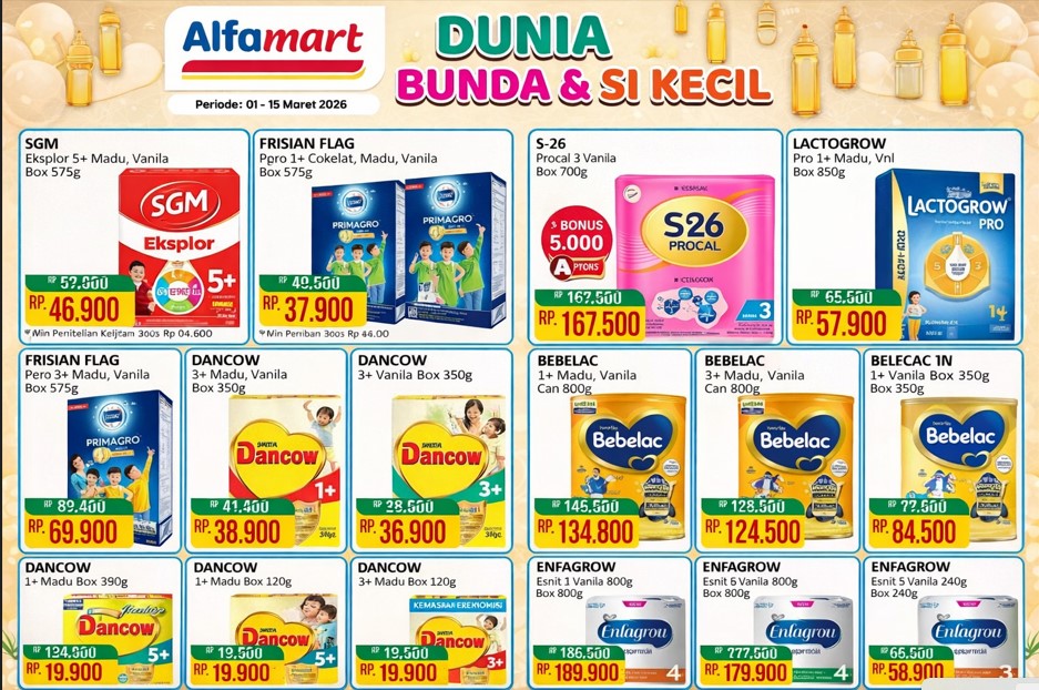 Promo Alfamart 1-15 Maret 2026: Susu Anak Mulai Rp9.900 & Gratis ...